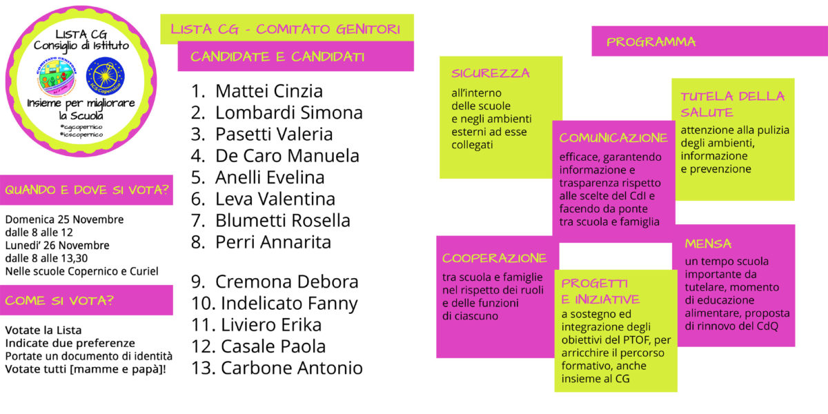 Elezioni Consiglio di Istituto 2018/2021 - Comitato Genitori Copernico